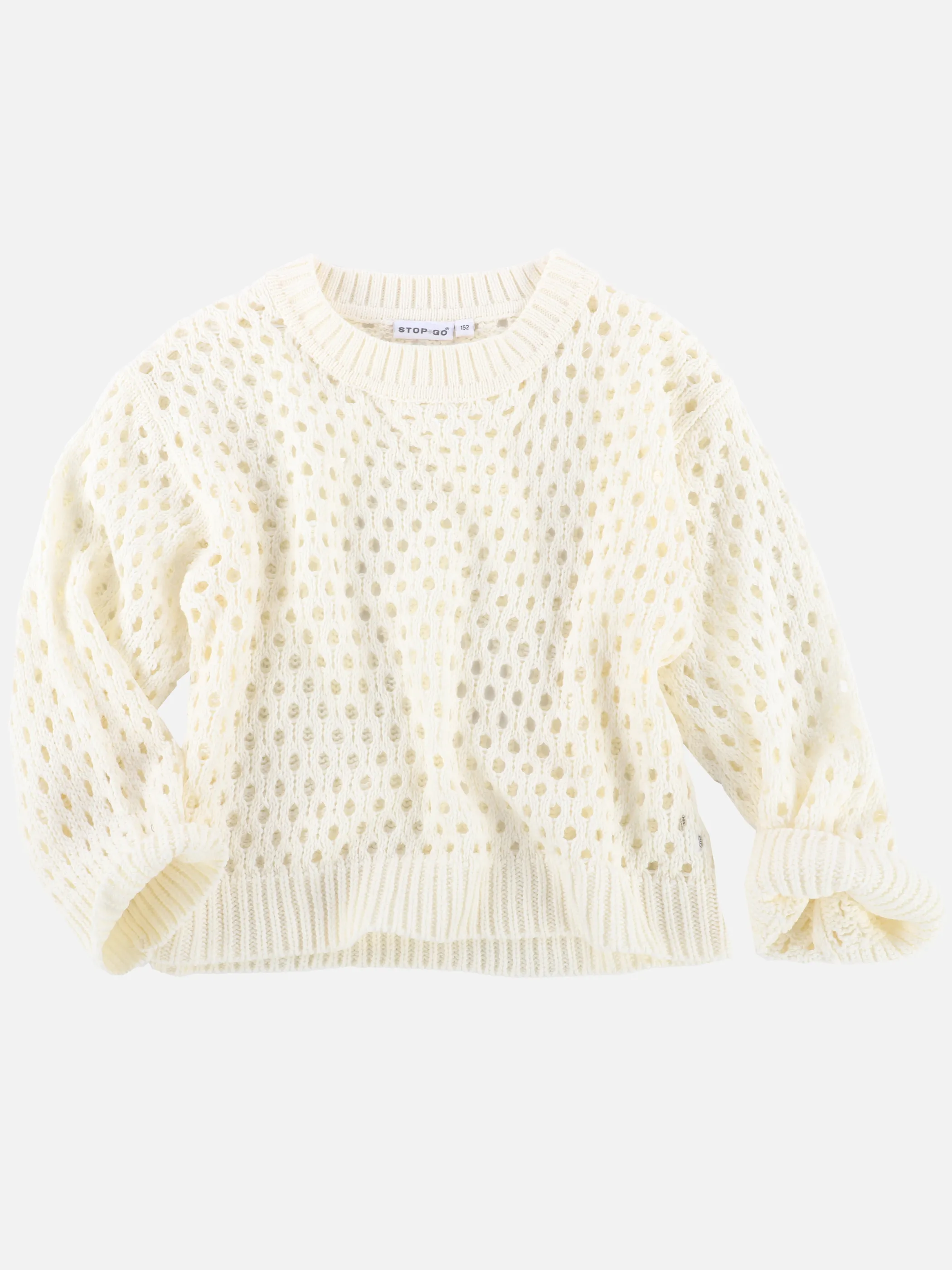 Mädchen Pullover mit Lochmuster | noSize | 890070-weiss