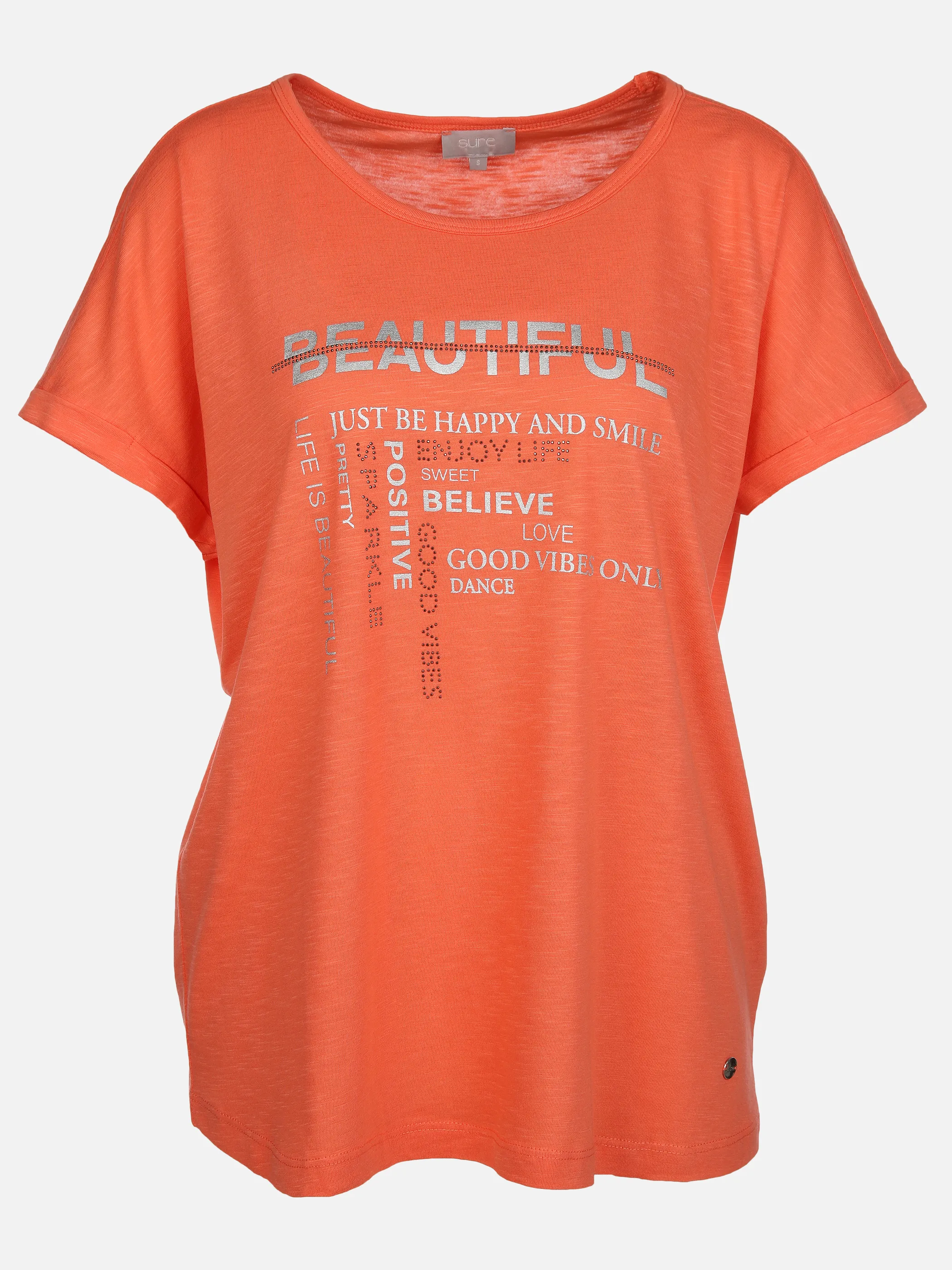 Damen Shirt mit Glitzerprint | PAPAYA | noSize | 889908-papaya