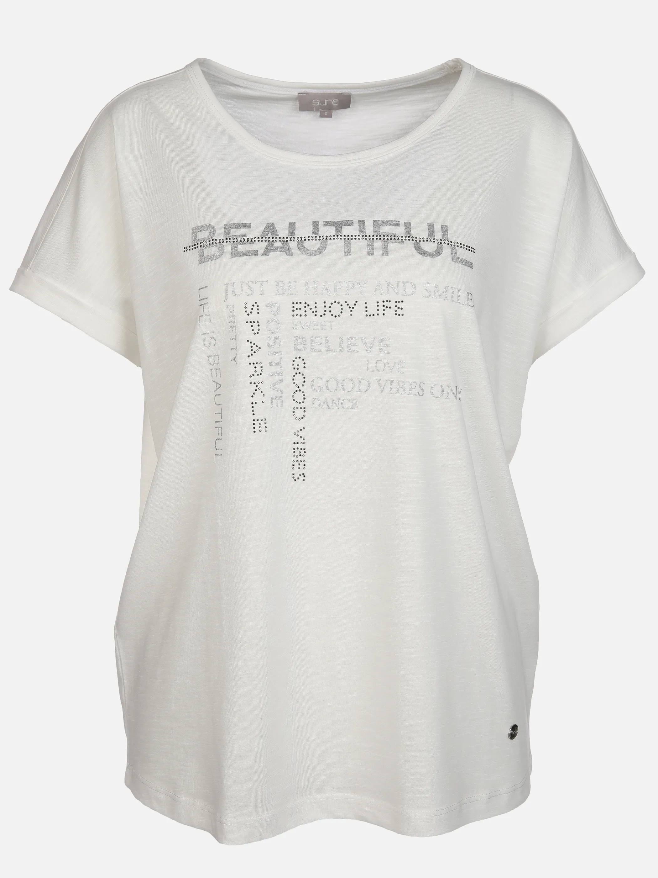 Damen Shirt mit Glitzerprint | OFFWHITE | L | 889908-offwhite-3