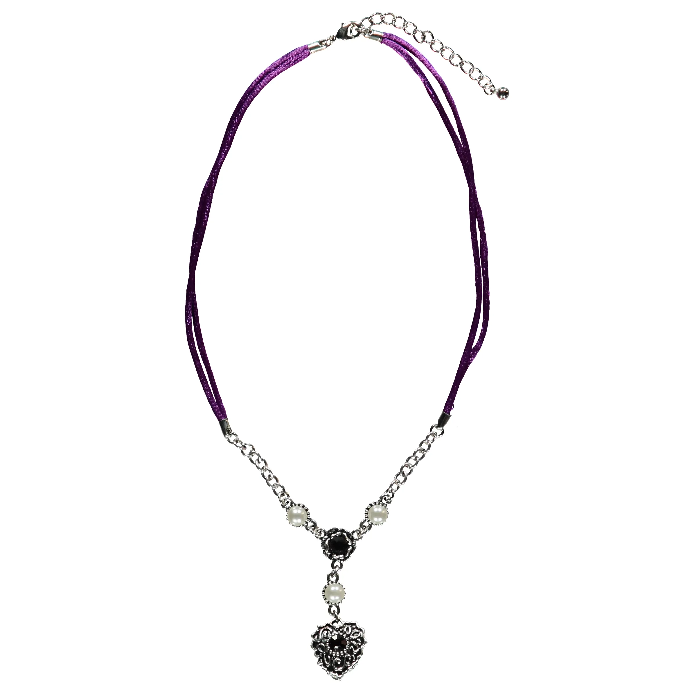 Damen Trachtenkette mit Ziersteinen und Perlen | LILA | noSize | 798606 ...