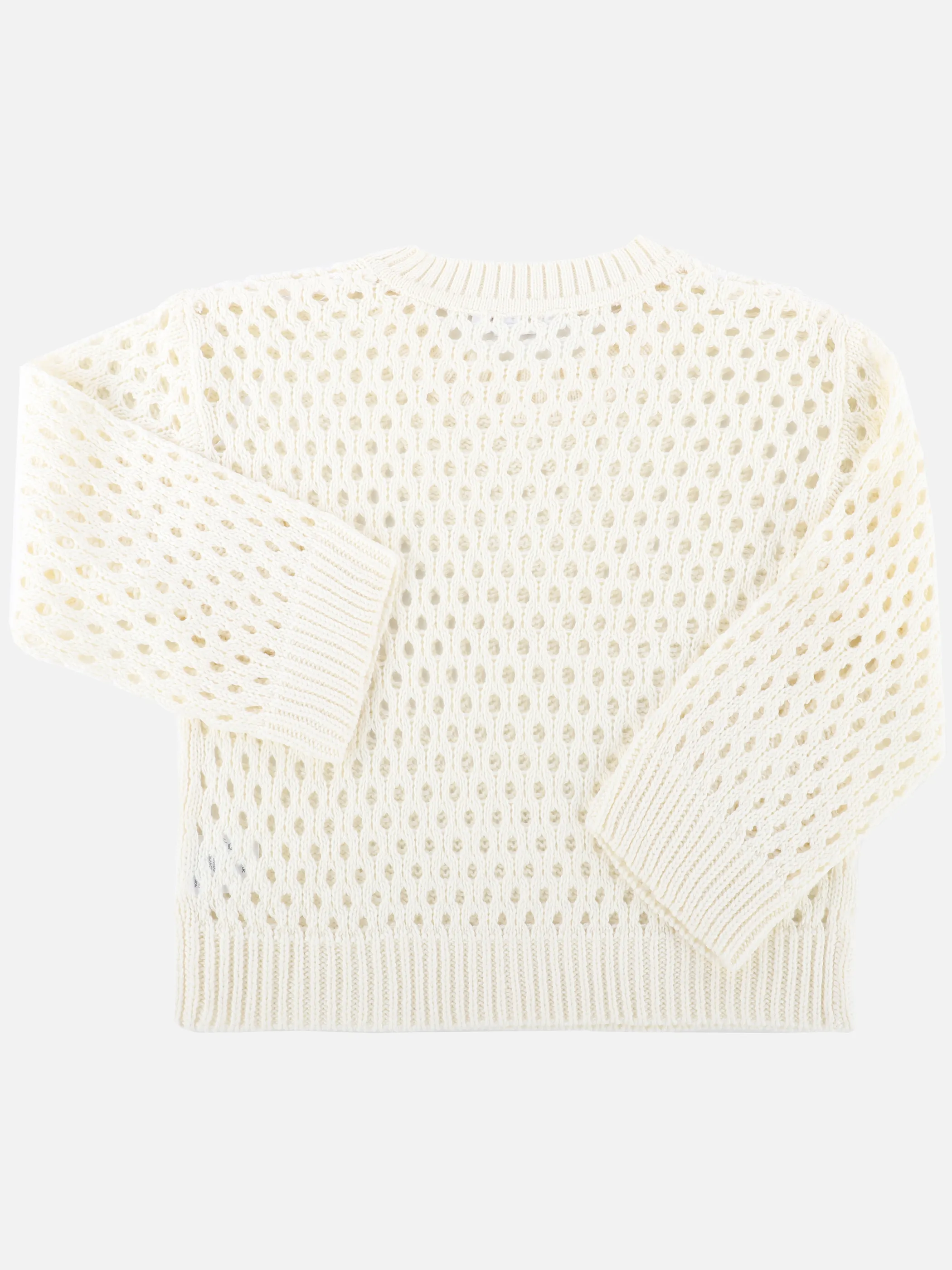 Mädchen Pullover mit Lochmuster | noSize | 890070-weiss