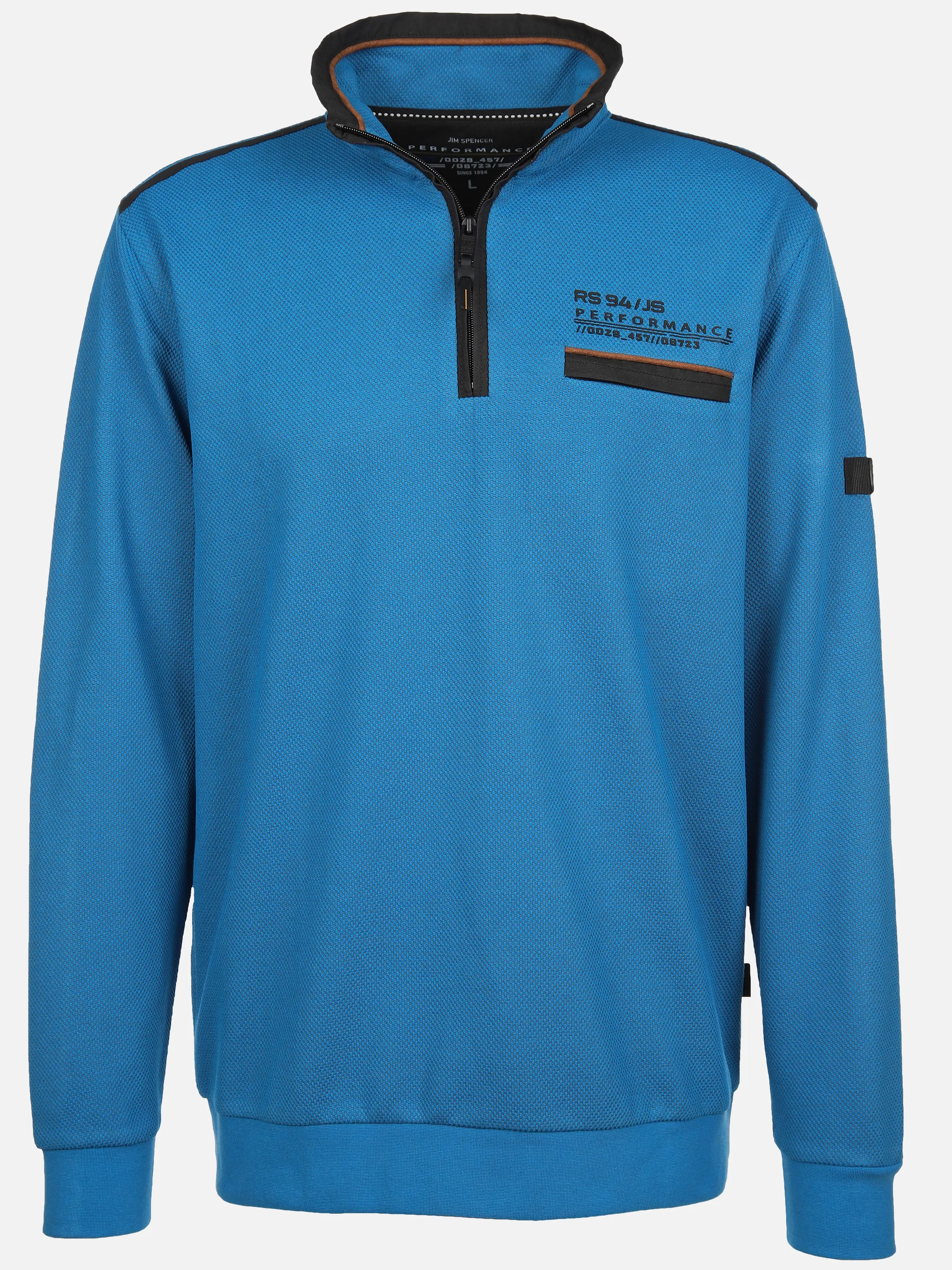 Herren Sweattroyer mit kurzem Reißverschluss | AQUA | XXXL | 888359-aqua-4